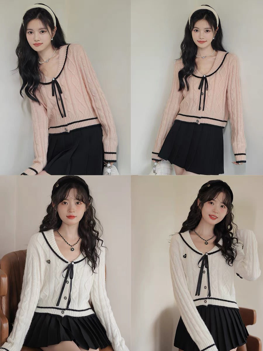 Lingjiu Sweater Cardigan Women's Autumn 2023 New Sweet Japanese Sailor – Lee Nhi Boutique