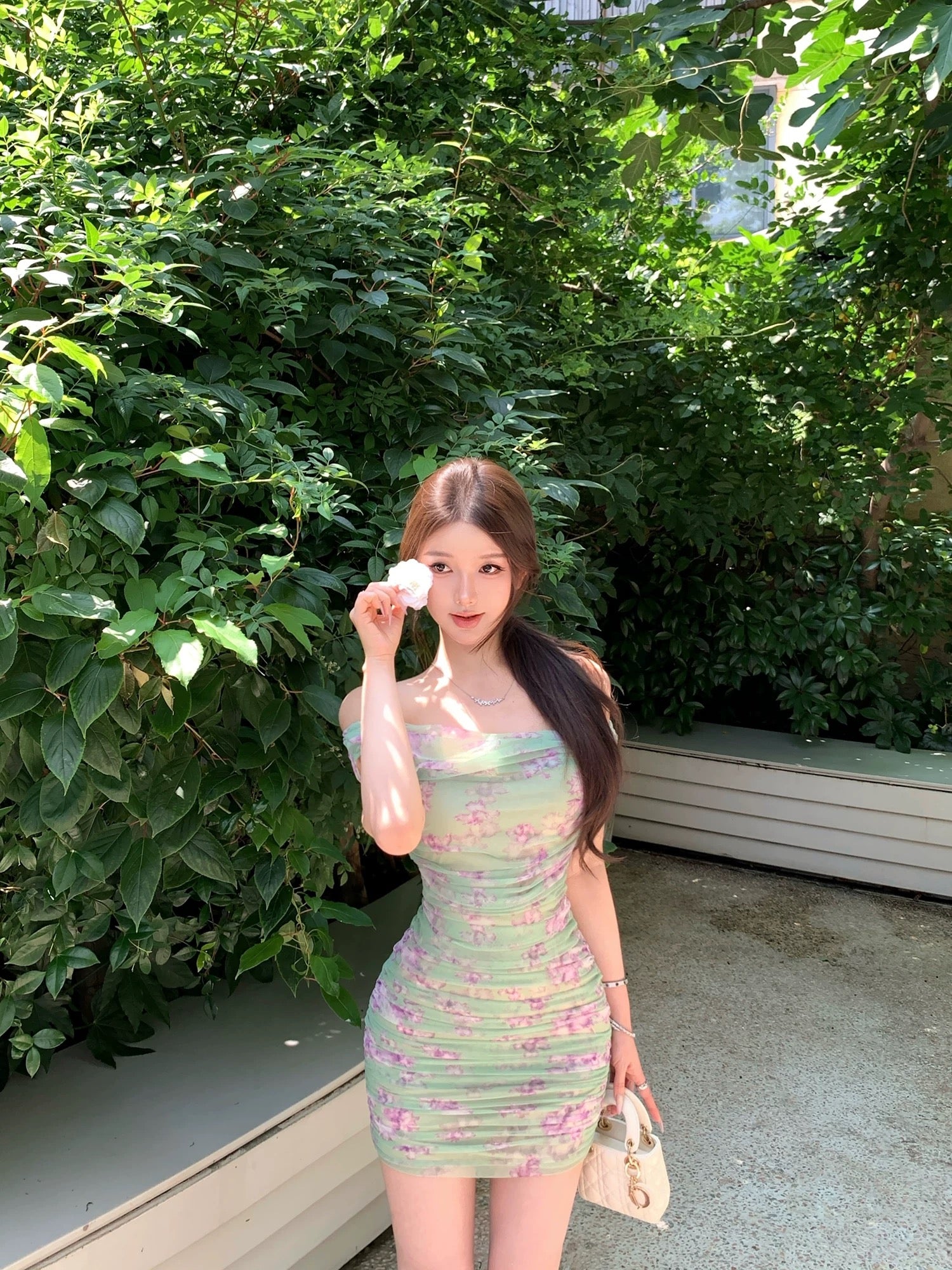 JAYKY YANG [Senna Flower House] Printed Swinging Neck Hip Dress Summer – Lee Nhi Boutique