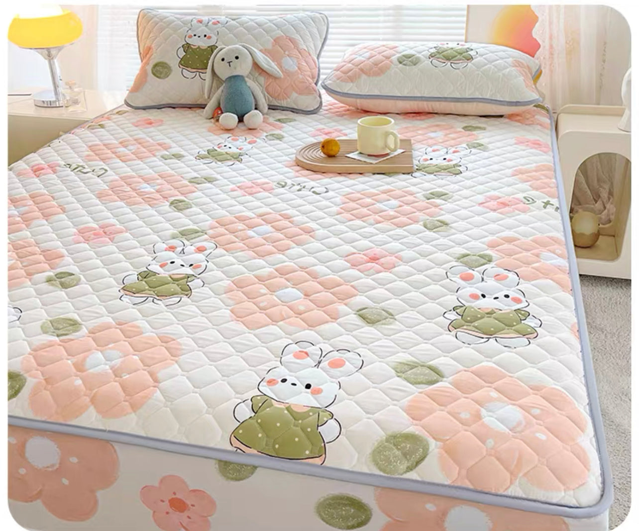 Class A antibacterial quilted bed sheet single piece children's cartoo ...