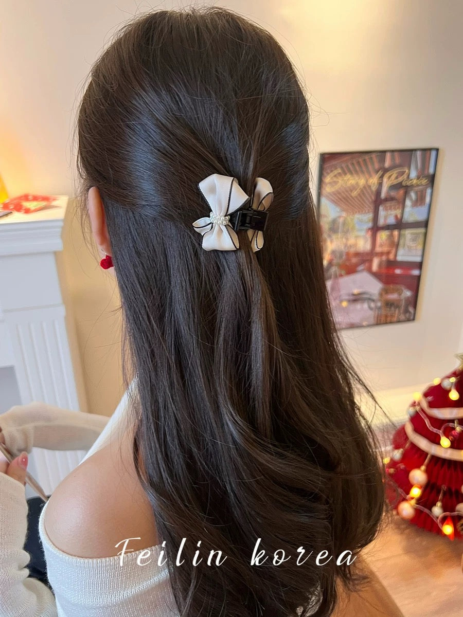 Princess head pearl bow small grabber hairpin forehead eight-figure ...