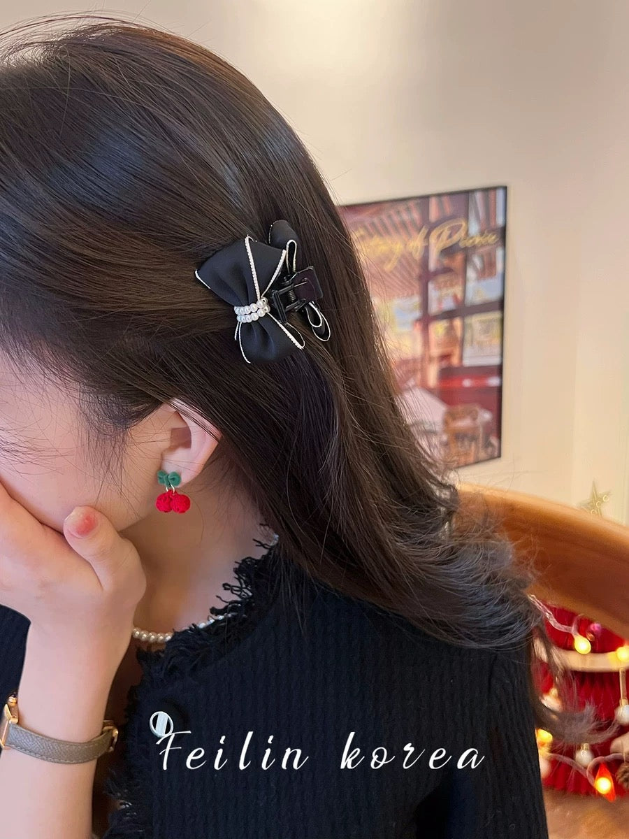 Princess head pearl bow small grabber hairpin forehead eight-figure ...