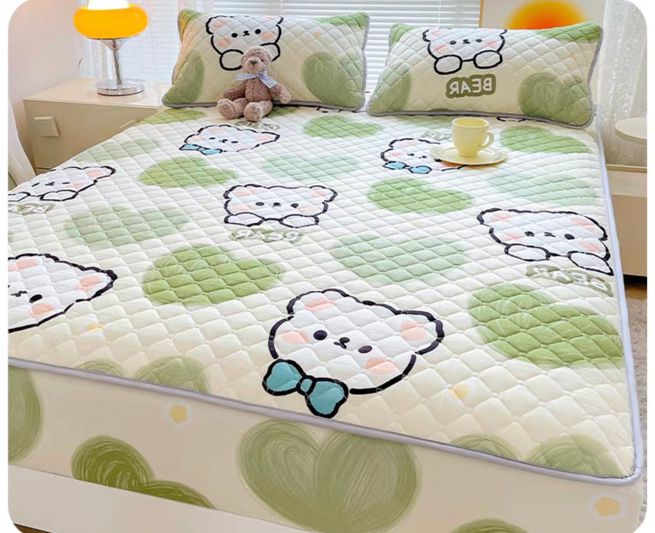 Class A antibacterial quilted bed sheet single piece children's cartoo ...