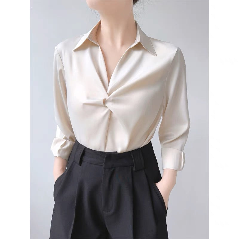 ACHU Love at First Sight Blue Satin Shirt Women's Professional ...
