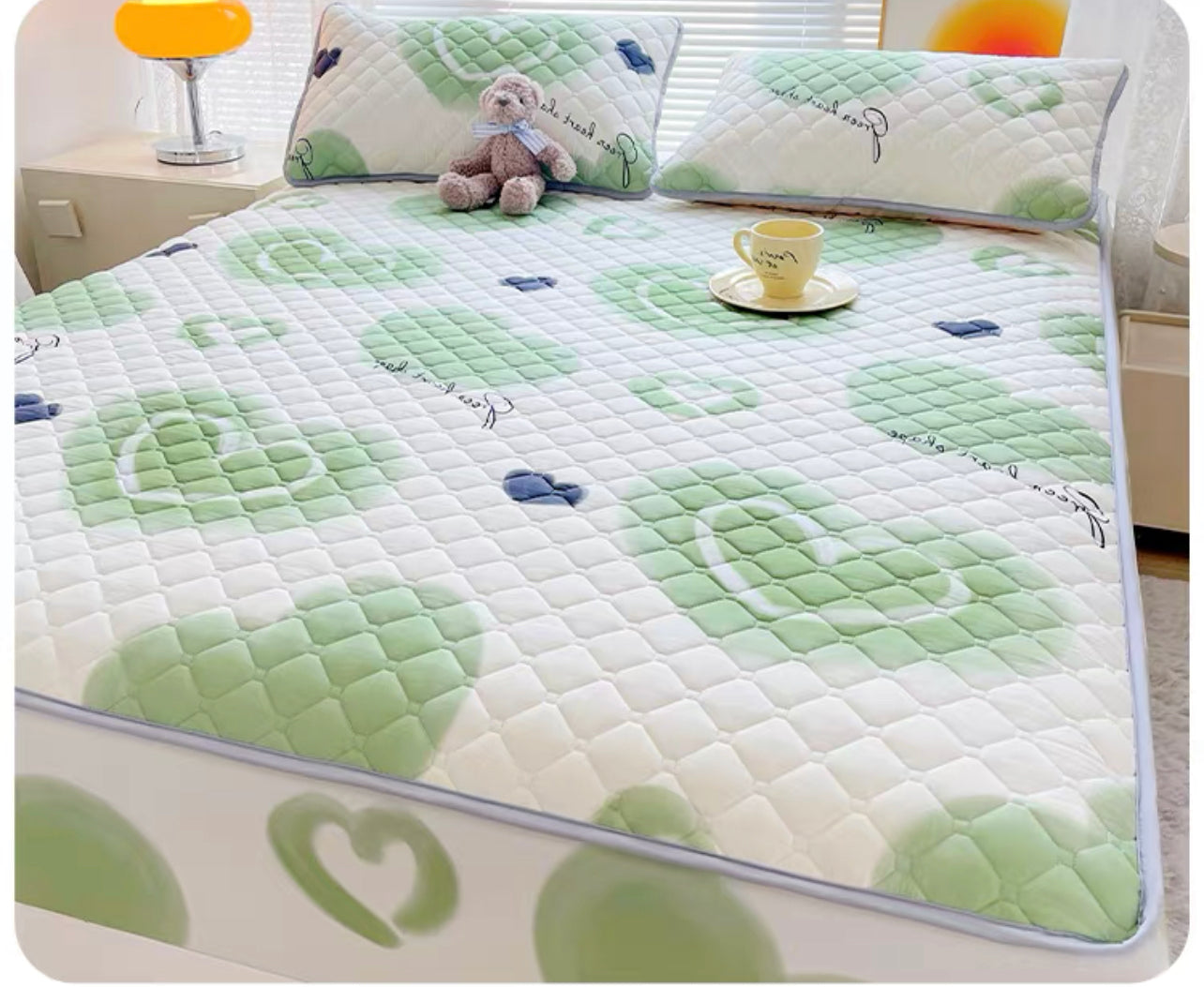 Class A antibacterial quilted bed sheet single piece children's cartoo ...