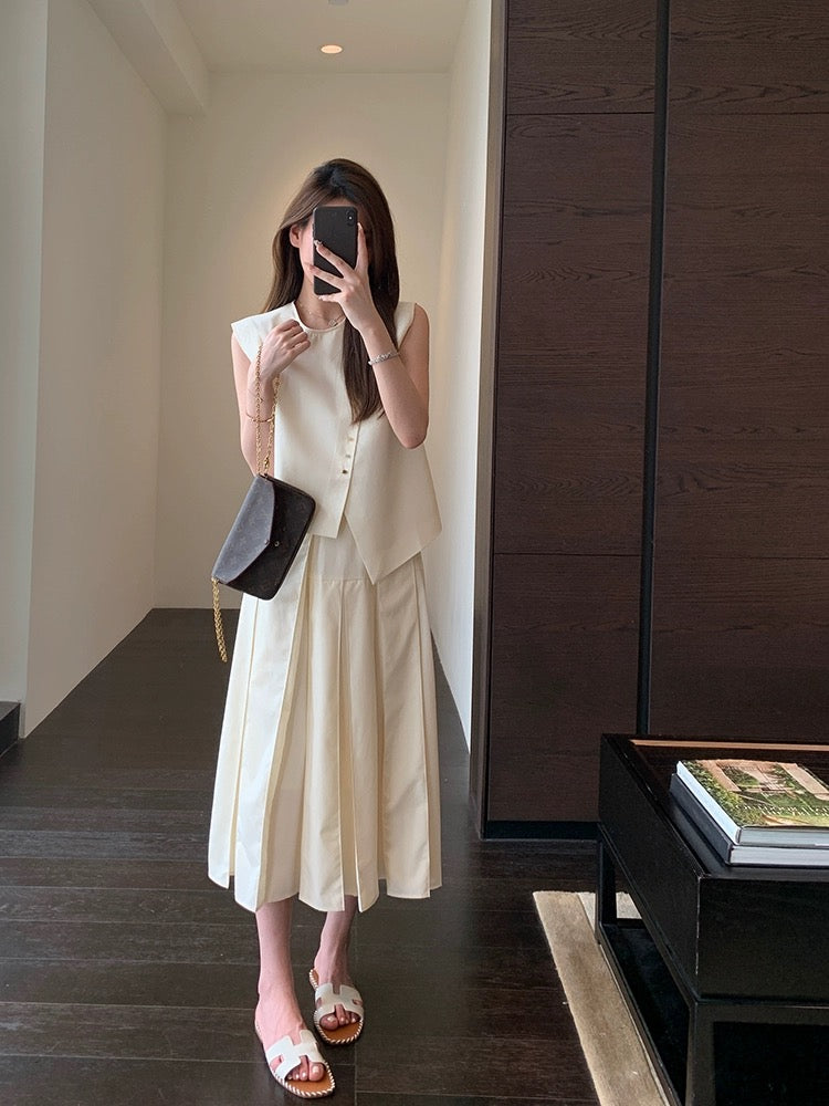 AMR UU Smart temperament, high-end slanted placket vest, high-waisted ...