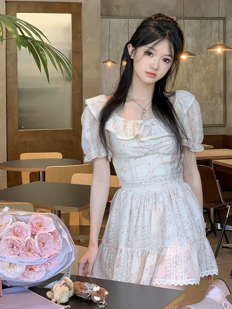 Acaine A Cai Xiao Man Xia Qu/Sweet Milk Suit Small Fresh Floral Short ...