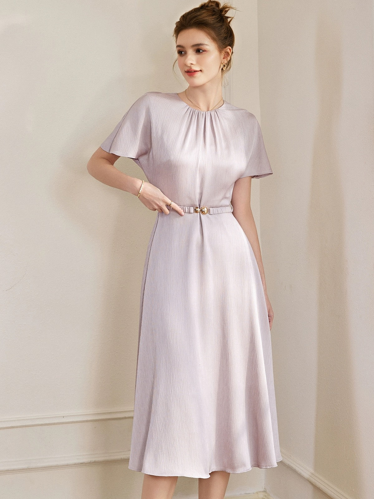 Luo Yi Elegant Swing Lace Dress Women 2024 Summer New Fashion Lavender ...